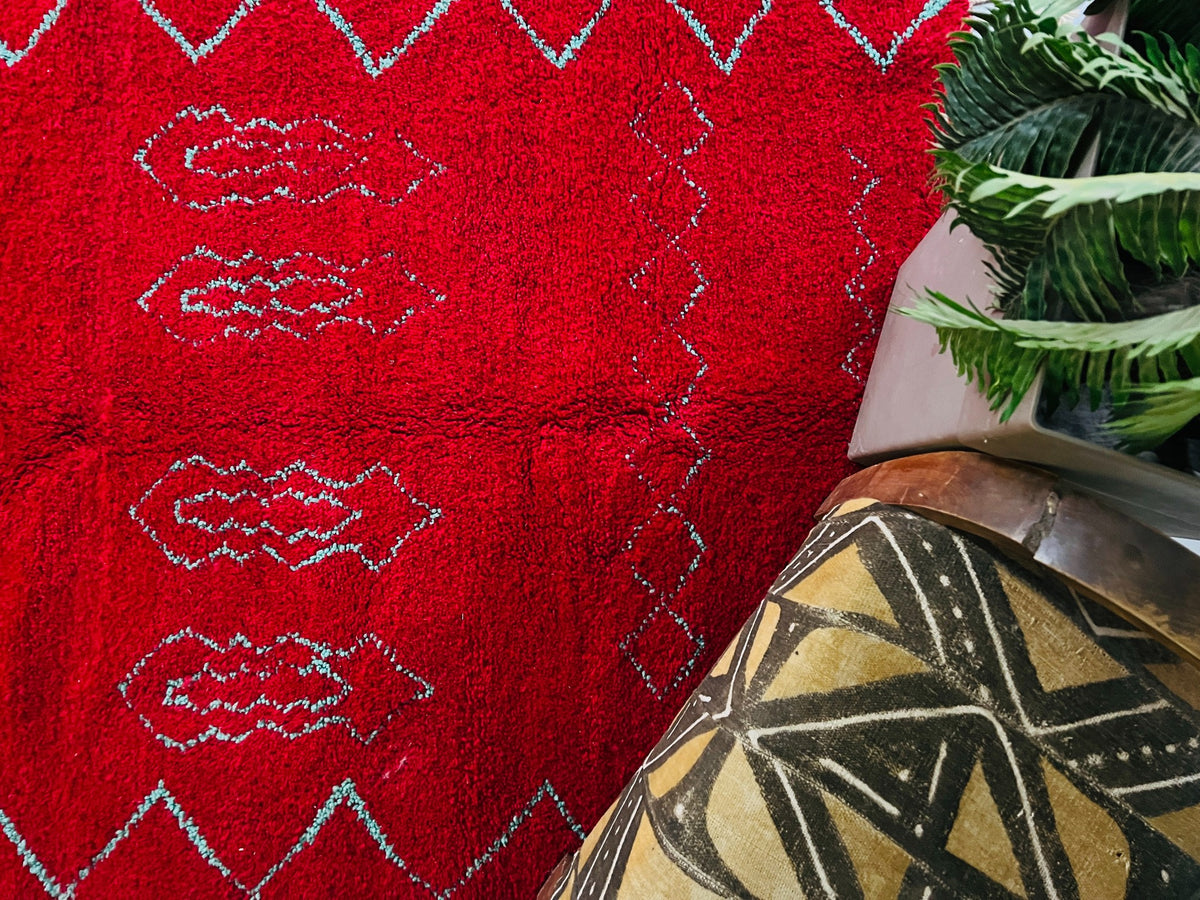 Moroccan Rug Red Custom- Beni ourain Rug- Custom wool Rug- Morrocan Ru ...