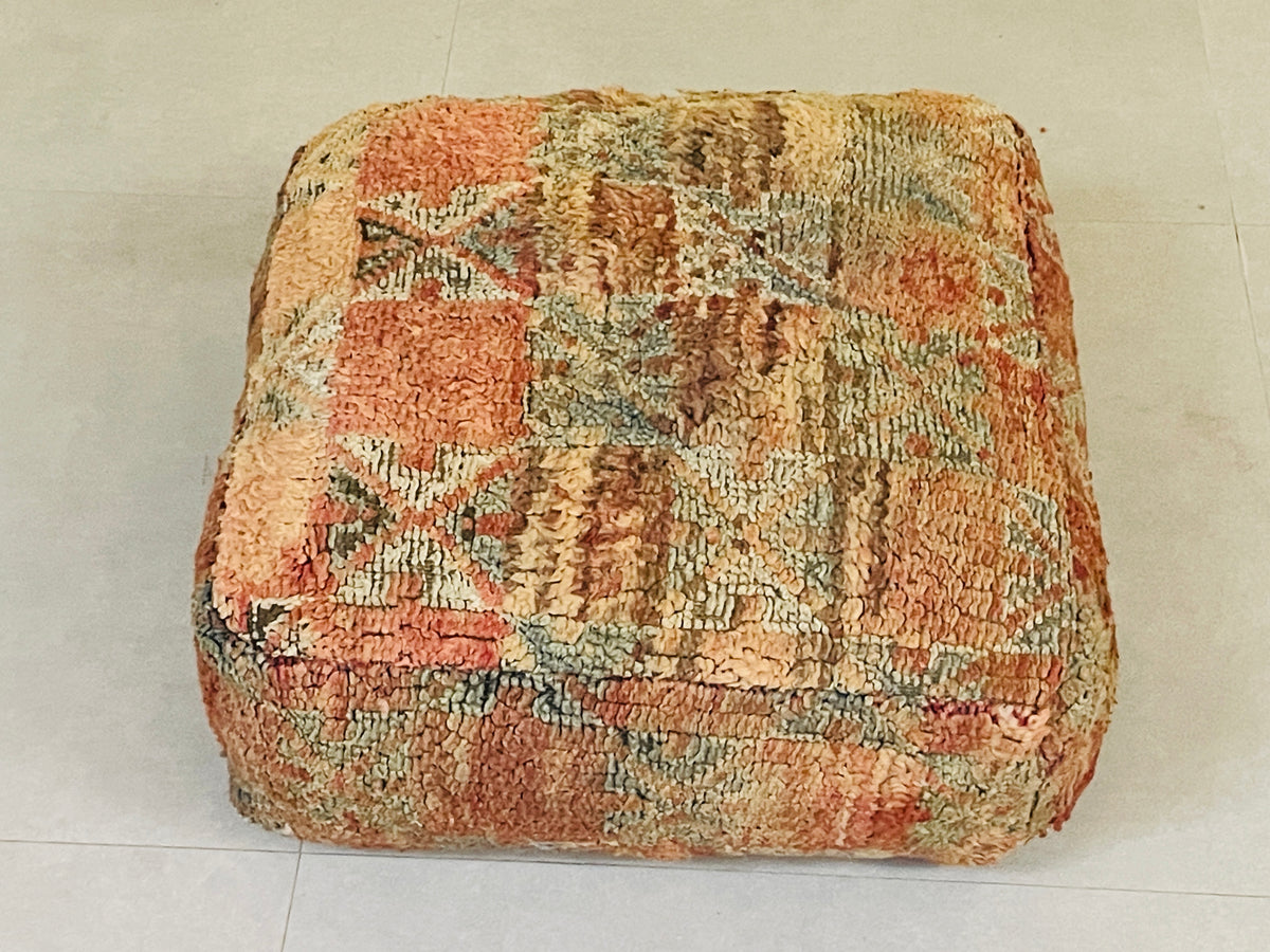 Bohemian Style Pouf, Kilim Floor Cushion - Q33 – The Wool Rugs