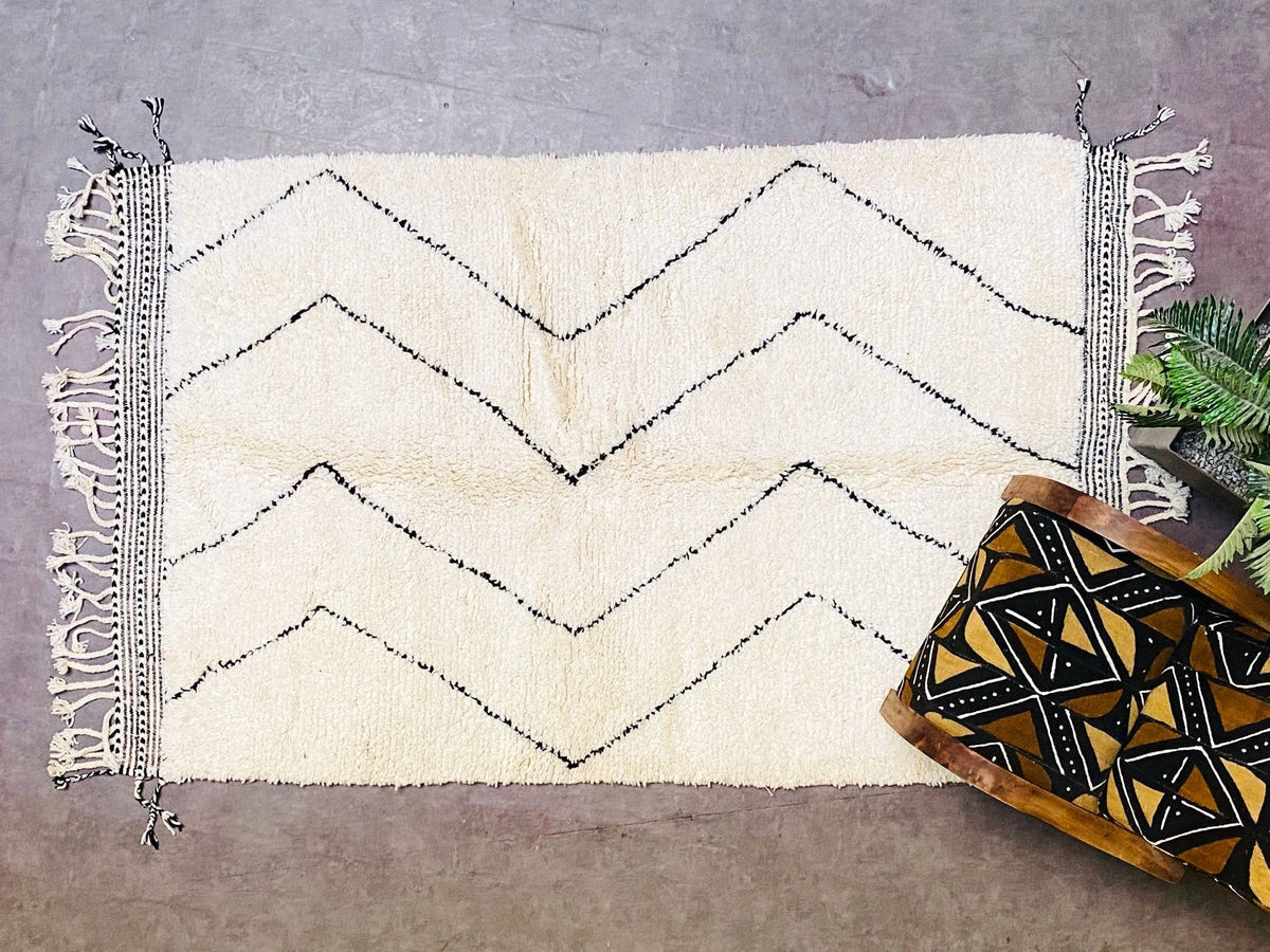 Chic moroccan wool rug 5x3 ft - G1304 – The Wool Rugs