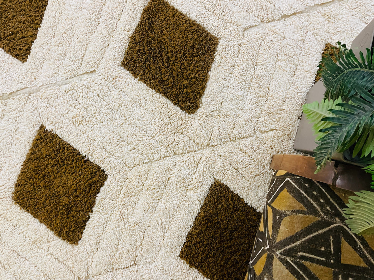 Custom sizes morrocan berber solid brown wool area rug - beni ourain c ...