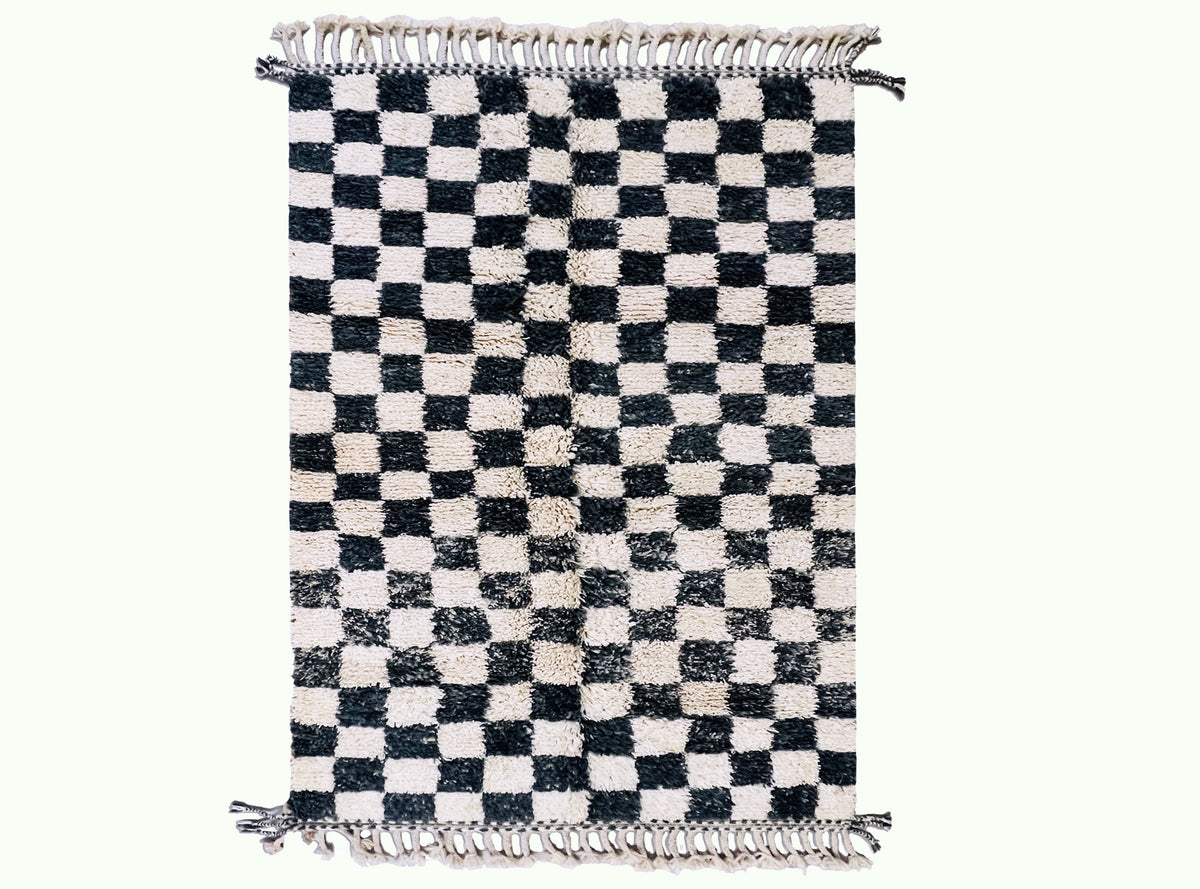 Home Decor with this Elegant Checkered Beni Ourain Rug – The Wool Rugs